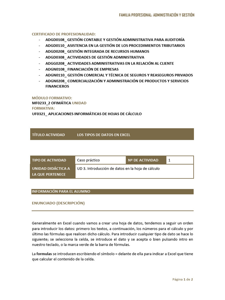 UF0321_UD3_ACTIVIDAD1_caso practico alumno | PDF | Hoja de cálculo | Microsoft Excel