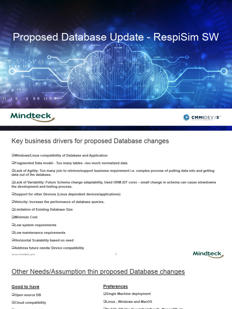 Proposed Database Update - IngMar RespiSim SW | PDF | No Sql | Databases