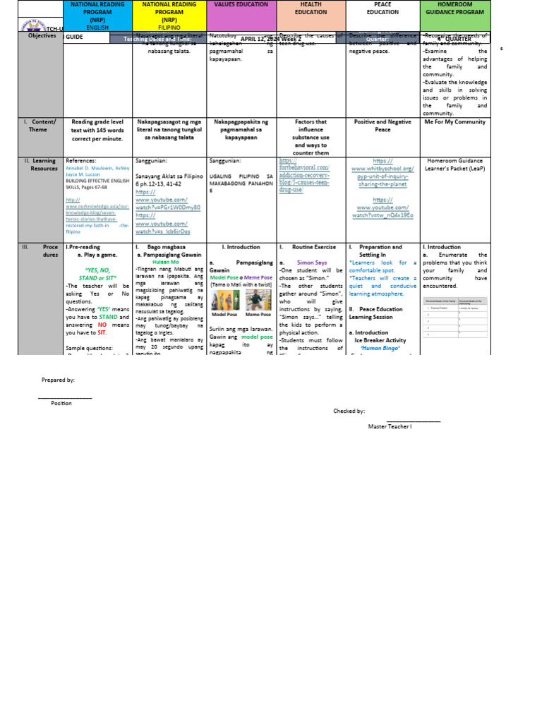 Grade 6 Catch-Up Lesson Guide | PDF | Education Theory | Cognitive Science