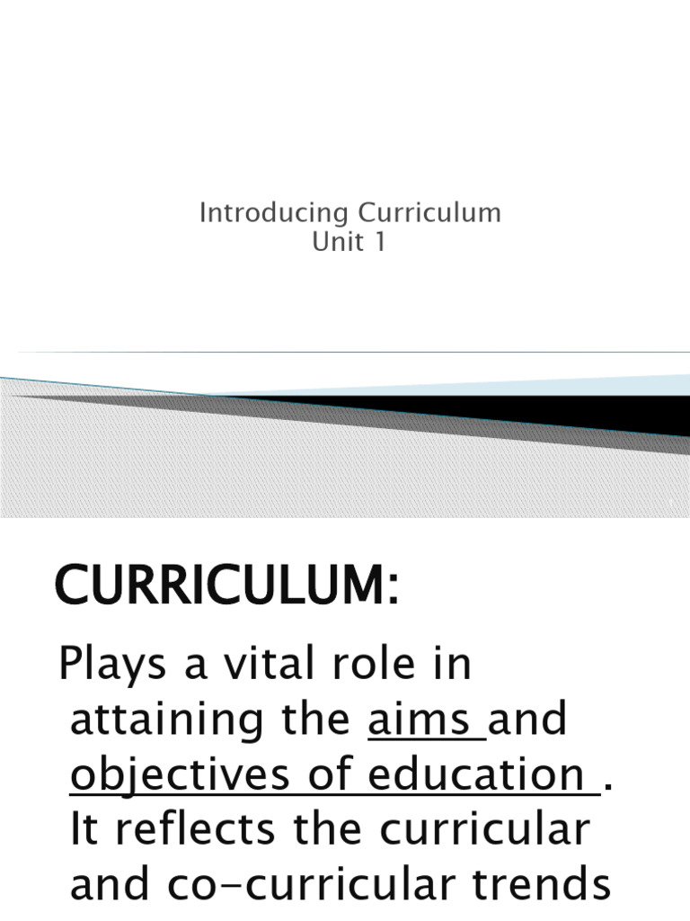 Unit 1 | PDF | Curriculum | Learning