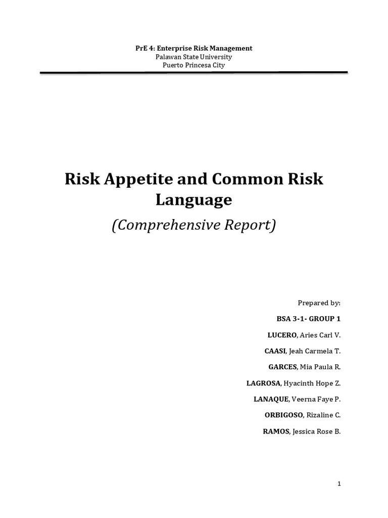 Risk Appetite and Common Risk Language | PDF | Risk | Risk Management