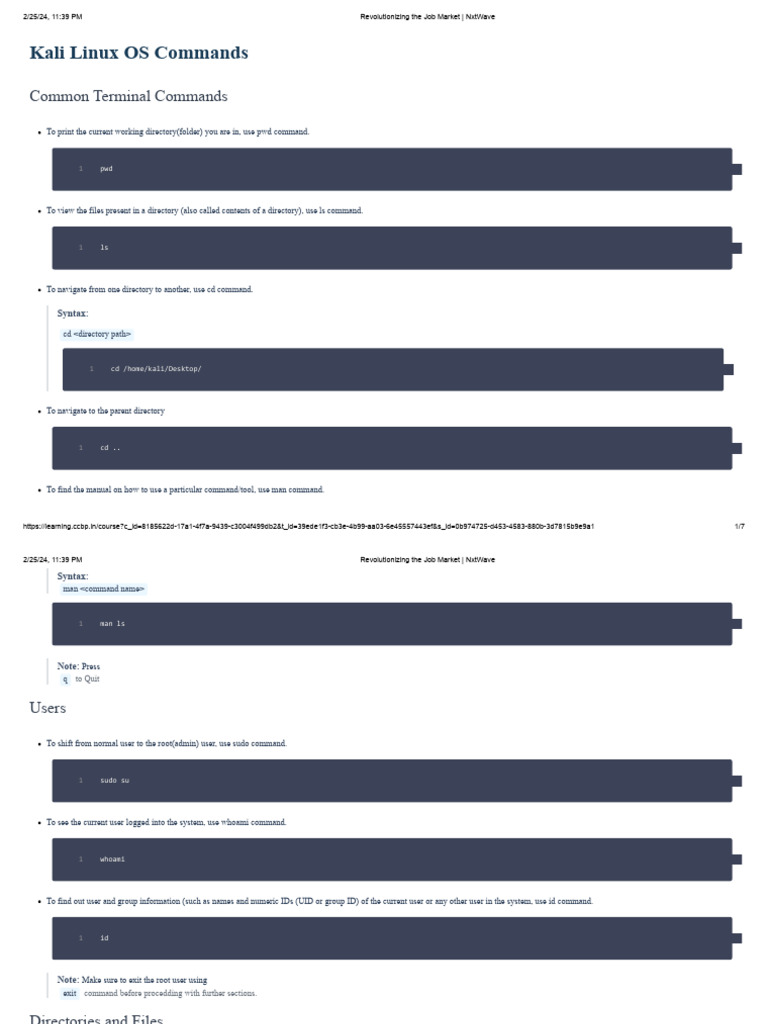 Revolutionizing The Job Market - NxtWave - PDF (Kali Commands) | PDF ...