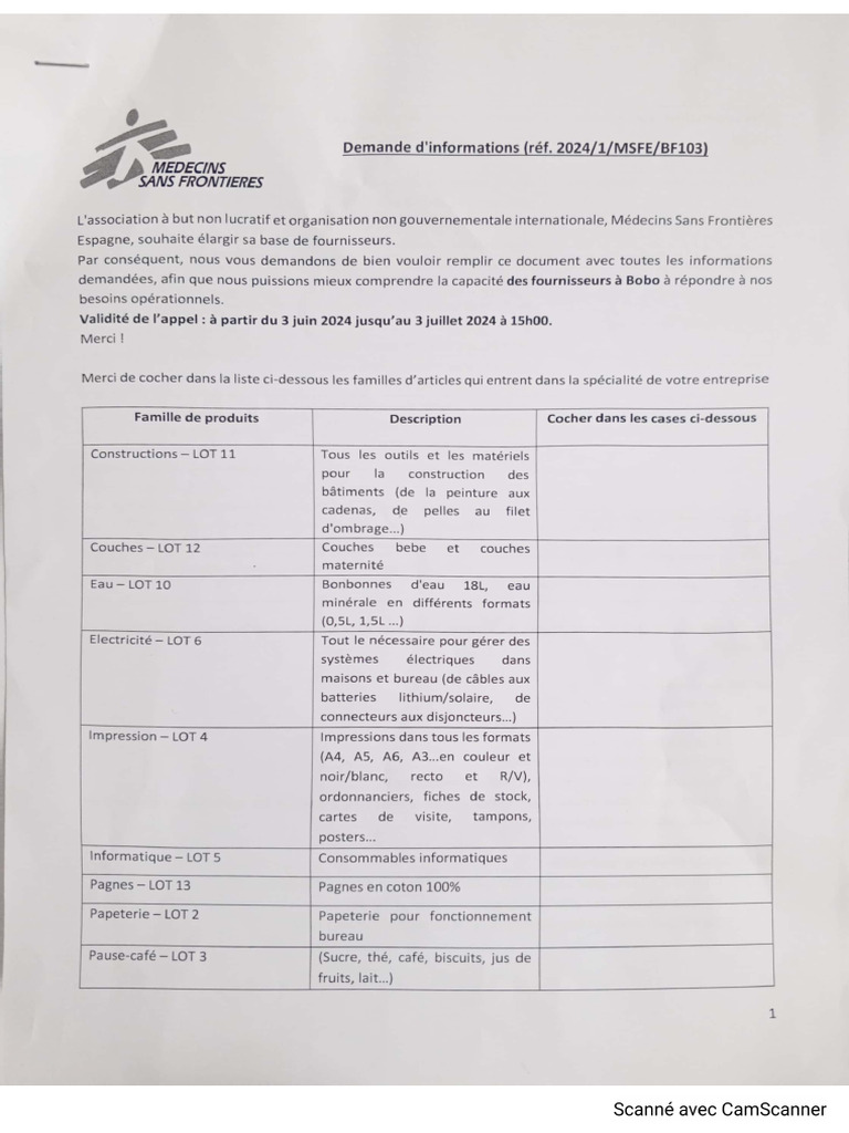 Formulaire MSF | PDF