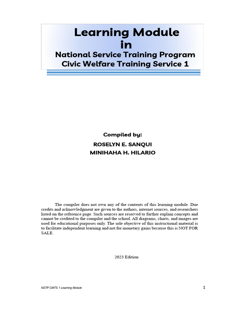 1st Sem CWTS REVISED MODULE 1 | PDF | Leadership | Gender