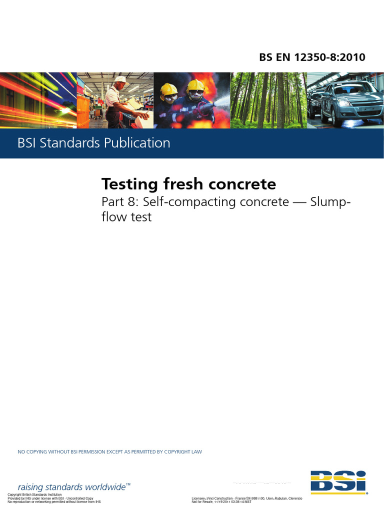 BS EN 12350-8 (2010) - SCC - Slump Flow | PDF | Concrete | Accuracy And Precision