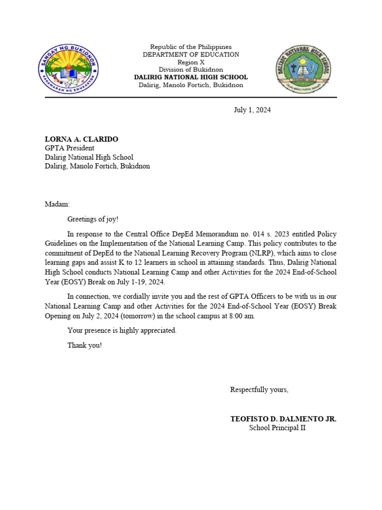 NLC Letter | PDF | Philippines