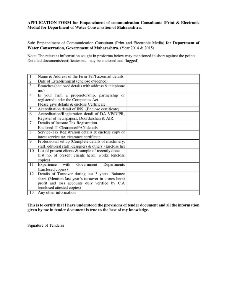 APPLICATION-FORM-For-Empanelment | Download Free PDF | Money | Advertising