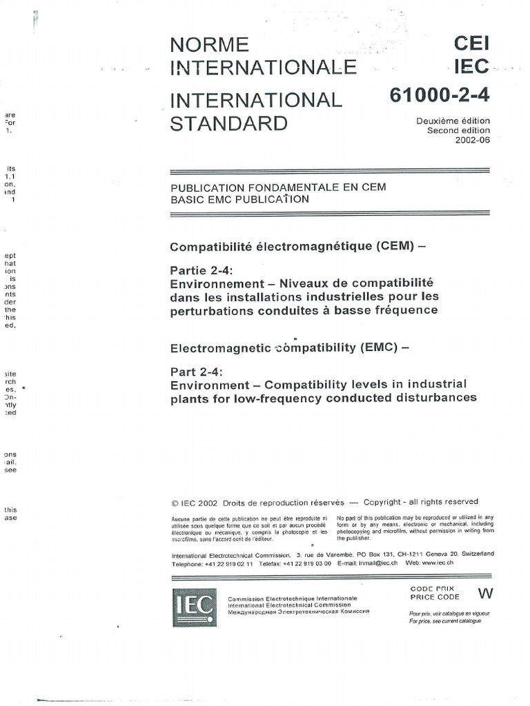 IEC 61000-2-4 Ed 2 2002-06 - EMC-Environment - Compatibility Levels in Industrial Plant For Low ...