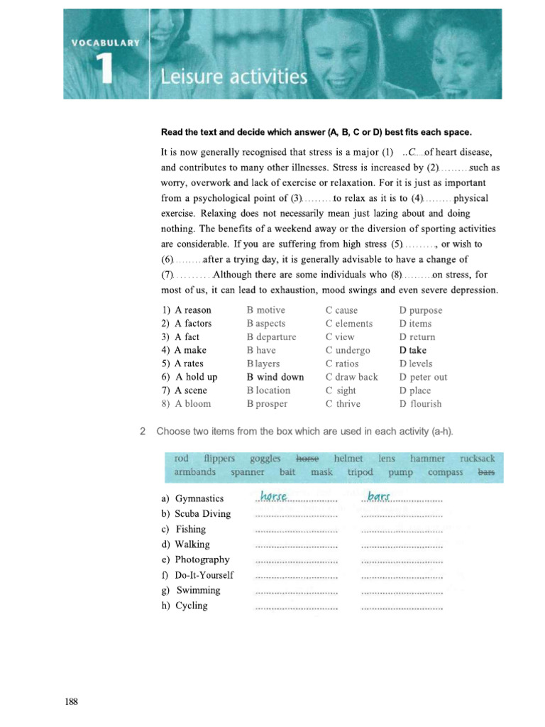 Vocabulary 1 - Leisure activities | PDF