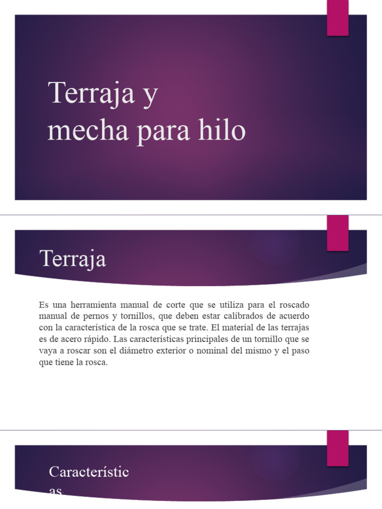 Terraja y Mecha para Hilo - PAOLA PRADA | PDF | Tornillo | Procesos ...