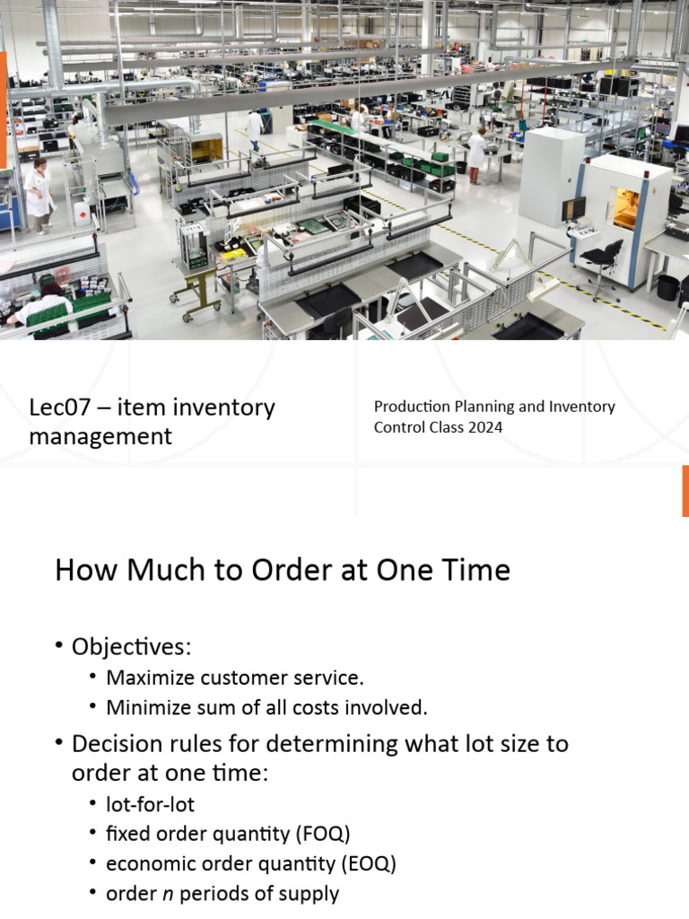 Lec07 – item inventory management | PDF | Inventory | Business Economics