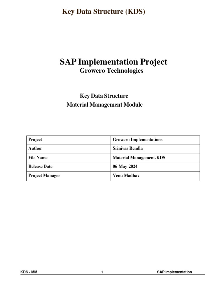 KDS Document For MM | PDF | Procurement | Project Management
