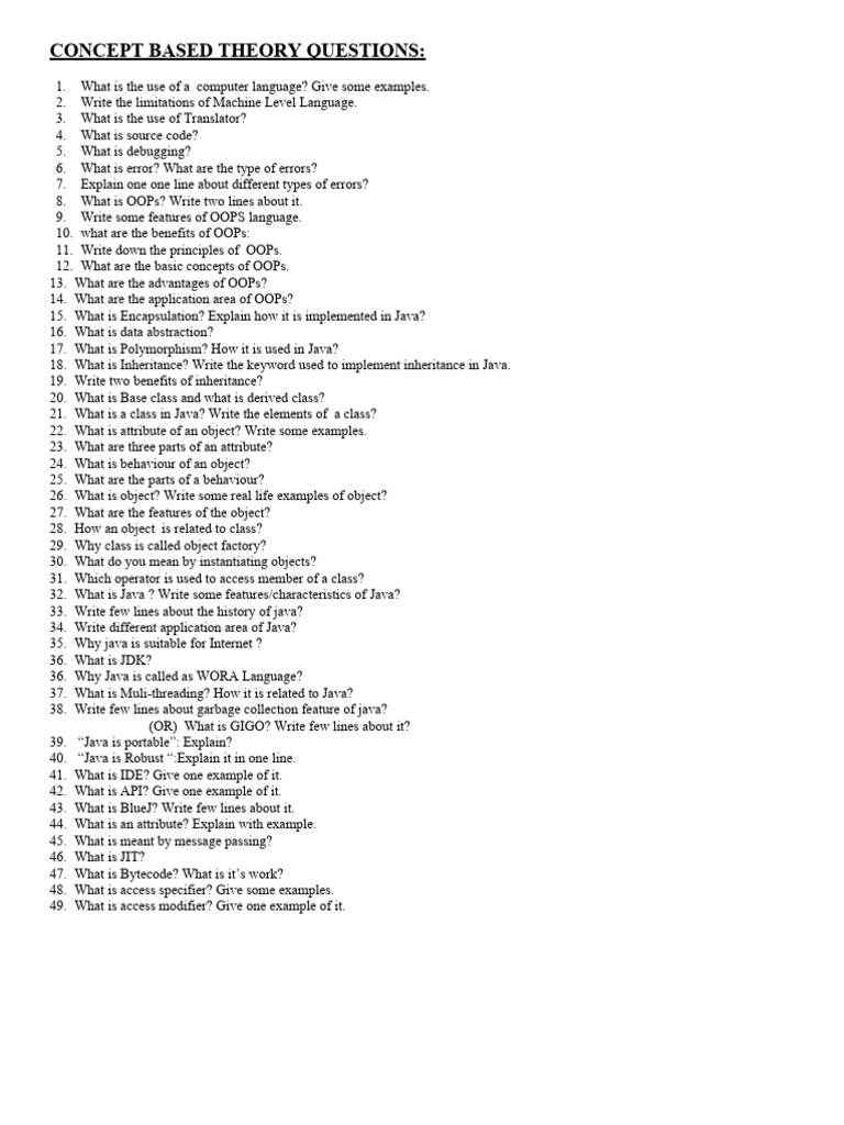 Computer Language and OOP Concepts Guide | PDF | Class (Computer ...