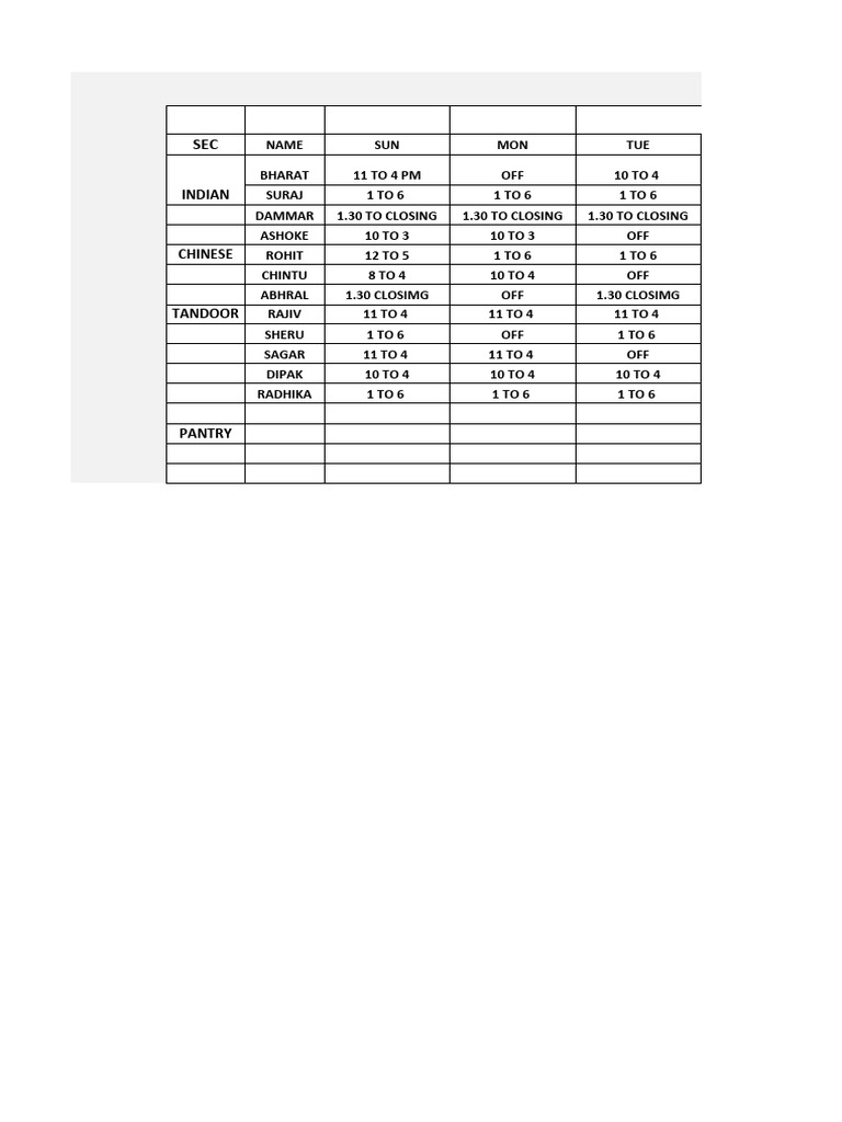 New Duty Roster | PDF