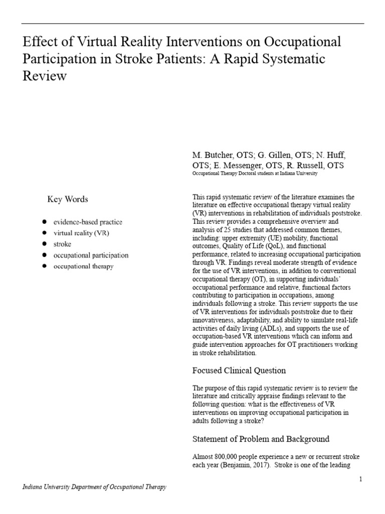 RSR_final.docx | Download Free PDF | Virtual Reality | Stroke