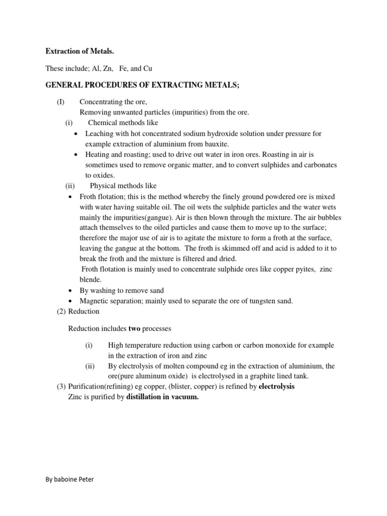 S6 CHEMISTRY (EXTRACTION AND TRANSITION) | PDF | Chromium | Transition Metals