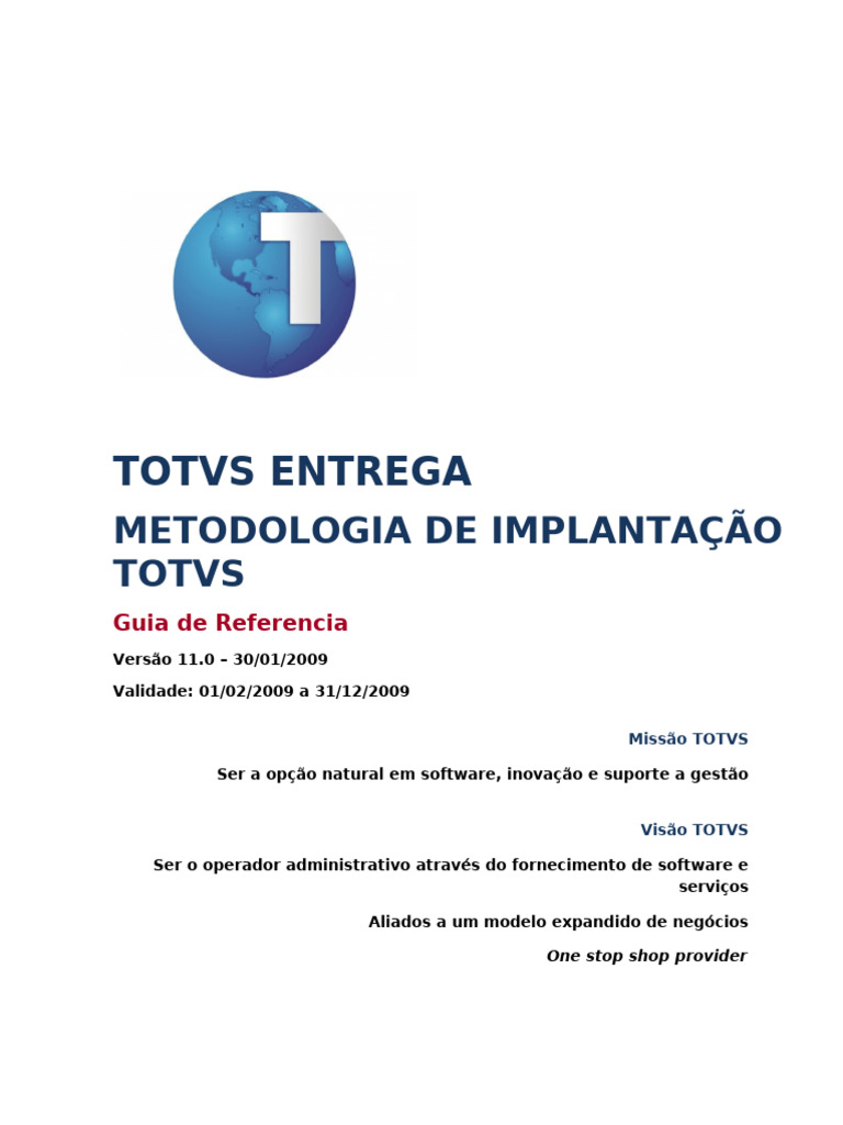 Mit001 Metodologia de Implantacao Totvs PDF Free | PDF | Planejamento | Gestão de projetos