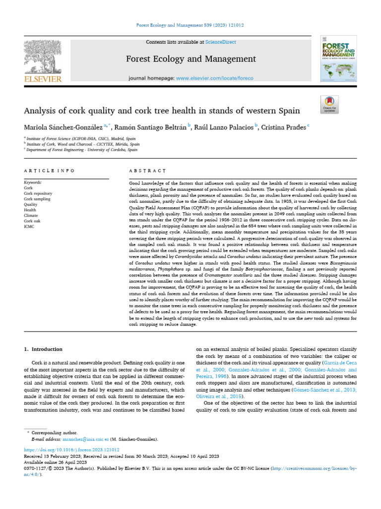 Analysis of Cork Quality and Cork Tree | PDF | Sampling (Statistics) | Trees