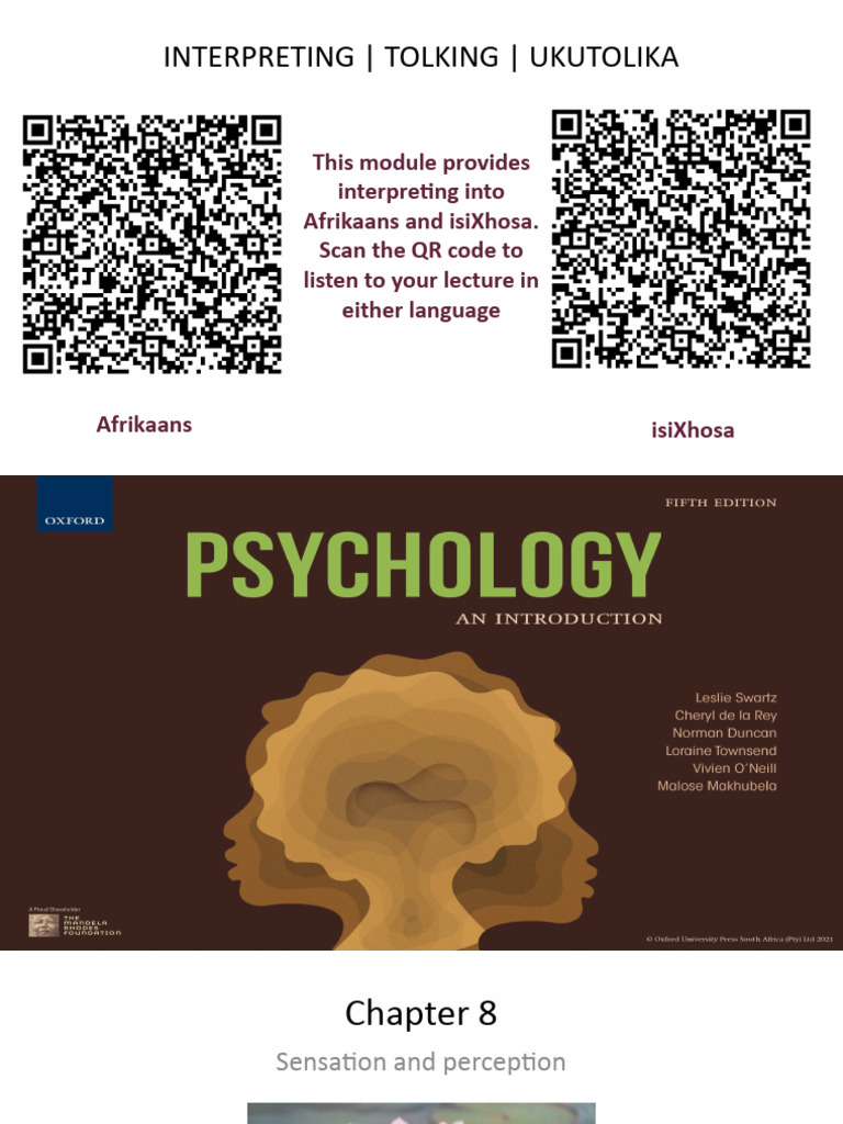 Oxford Chapter 8 Sensation and Perception Week 2 | PDF | Taste ...