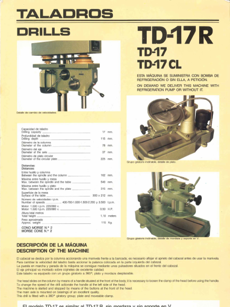 Taladro Vertical HEDISA TD 17 | PDF