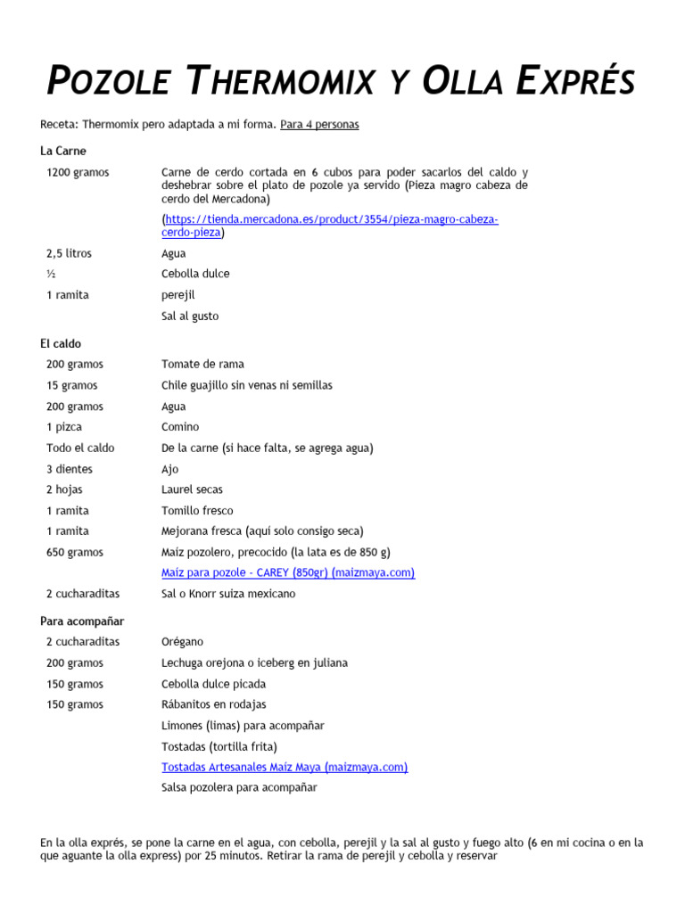 Pozole Thermomix y Olla Exprés | PDF | Salsa | Alimentos