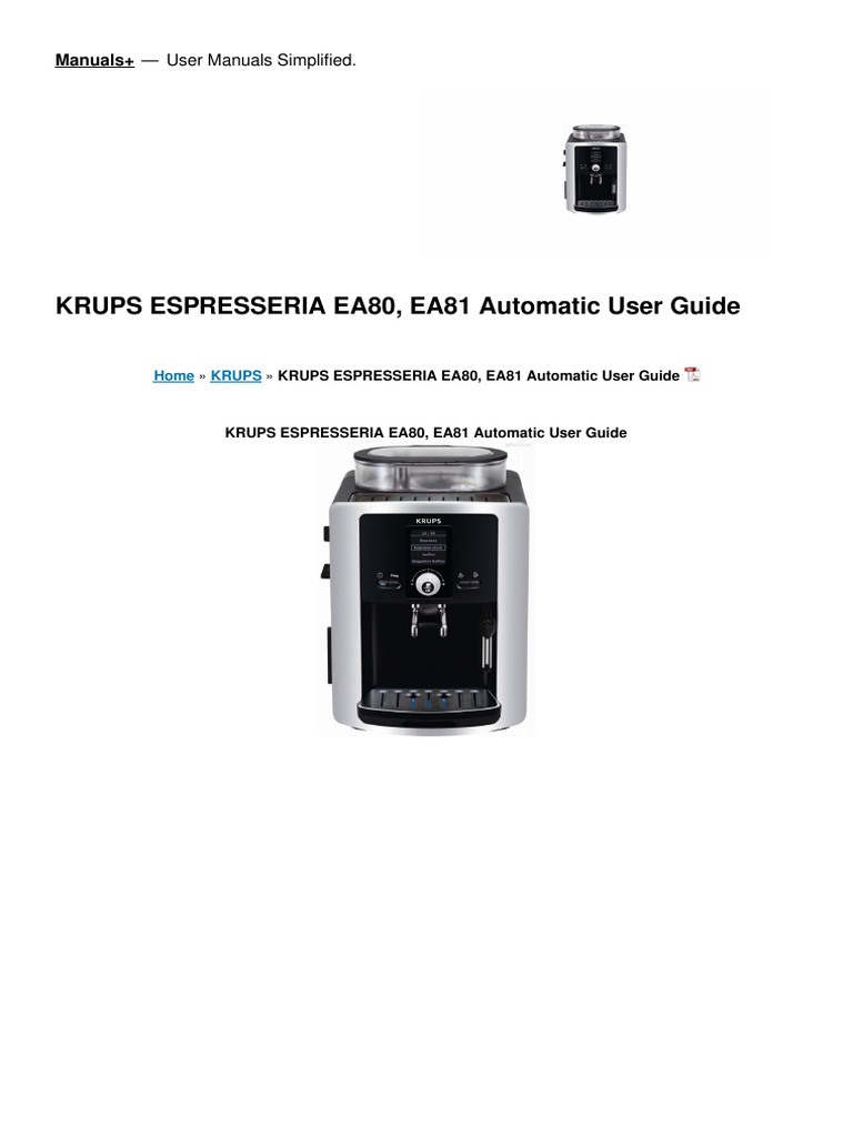 Espresseria Ea80 Ea81 Automatic Manual | PDF | Coffee | Drink