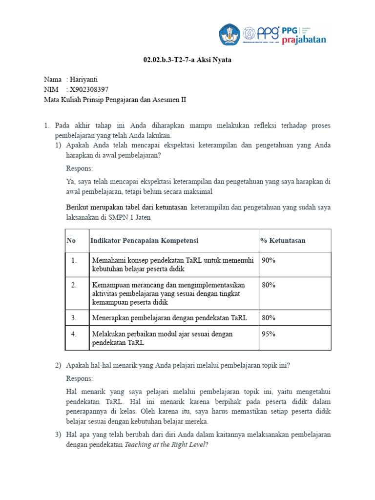 T2 Aksi Nyata PPA II - Hariyanti | PDF