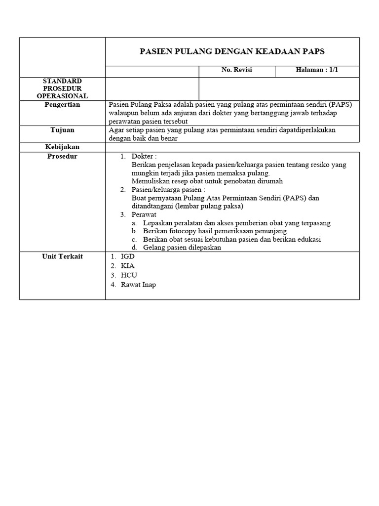 Spo Pasien Paps | PDF