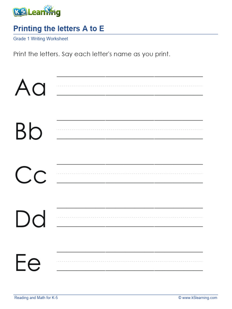 Grade 1 Print Letters A | PDF