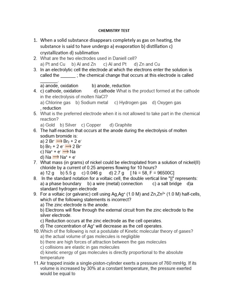 Hydro Exam | PDF | Gases | Redox