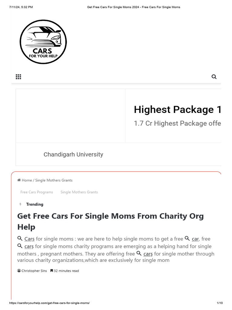 Get Free Cars For Single Moms 2024 - Free Cars For Single Moms | PDF | Car