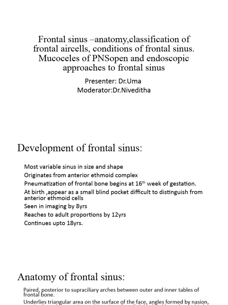 Frontal Sinus PPT 2 | PDF | Human Head And Neck | Anatomy