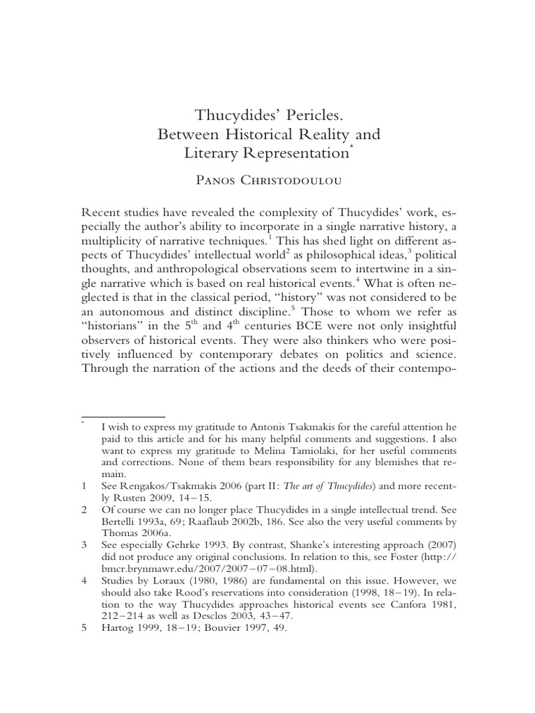 Thucydides Pericles Between Historical | PDF | Thucydides