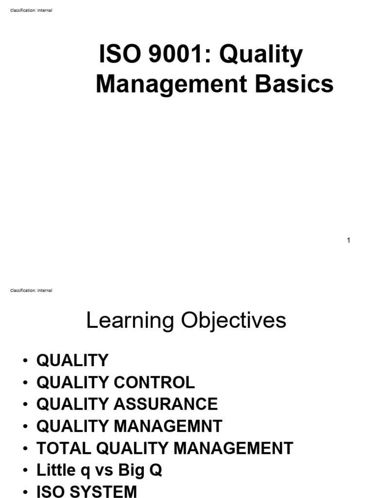 ISO 9001: Quality Management Basics | PDF | Quality (Business ...