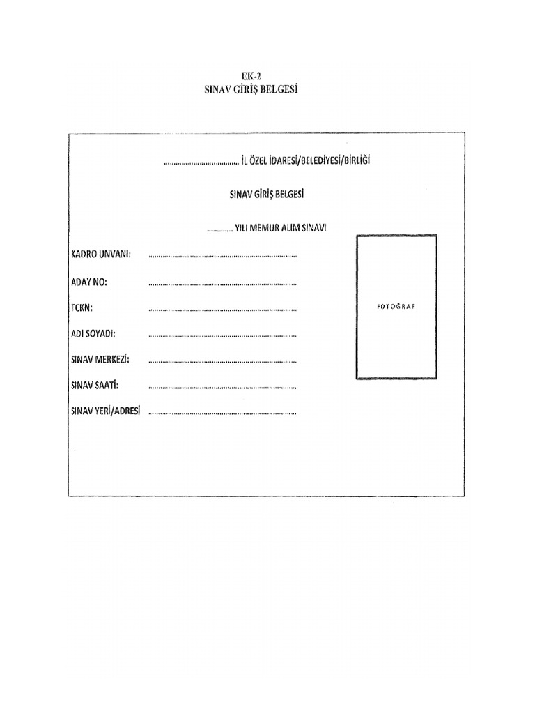 EK-2-SINAV-GIRIS-BELGESI | PDF