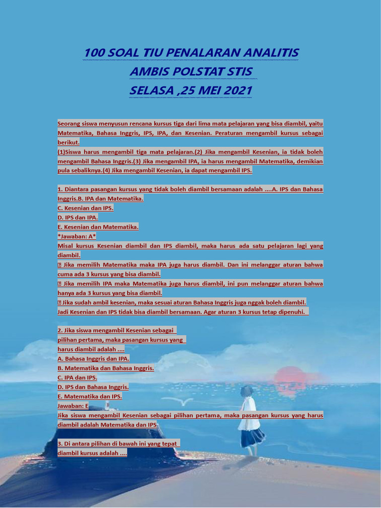 Soal TIU Penalaran Analitis dan Jawaban | PDF | Seni & Disiplin Bahasa