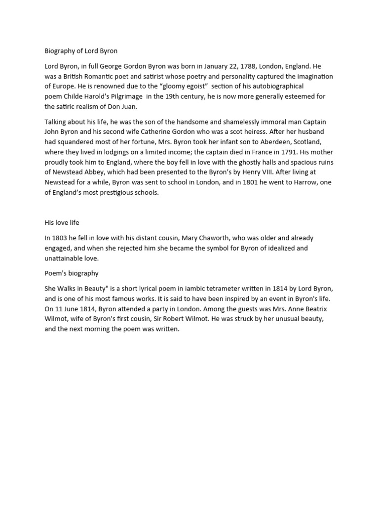 Lord Byron: Life and Poetry Overview | PDF | Classics