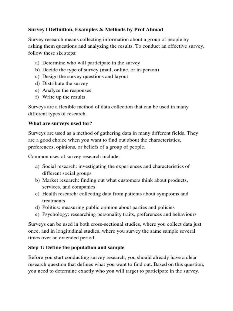 Survey Research: Methods & Steps Guide | PDF | Survey Methodology ...