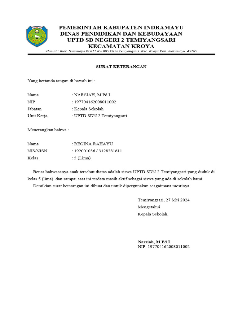 Surat Keterangan Aktif O2sn 2024 | PDF