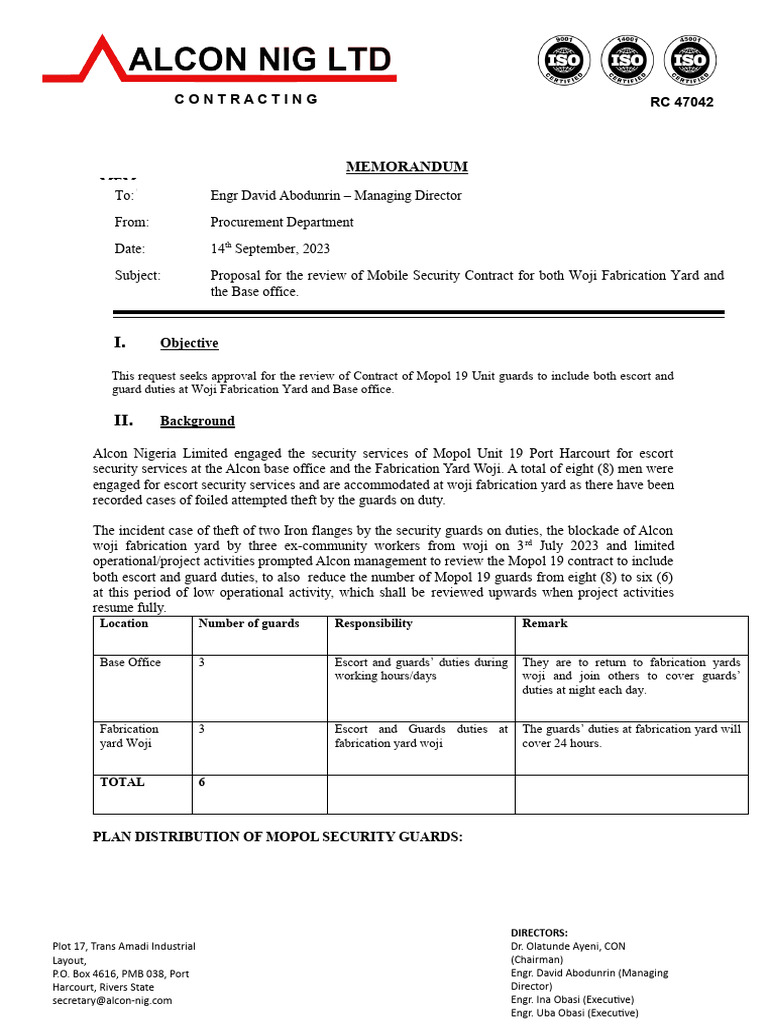 Memo For Mopol Review | PDF