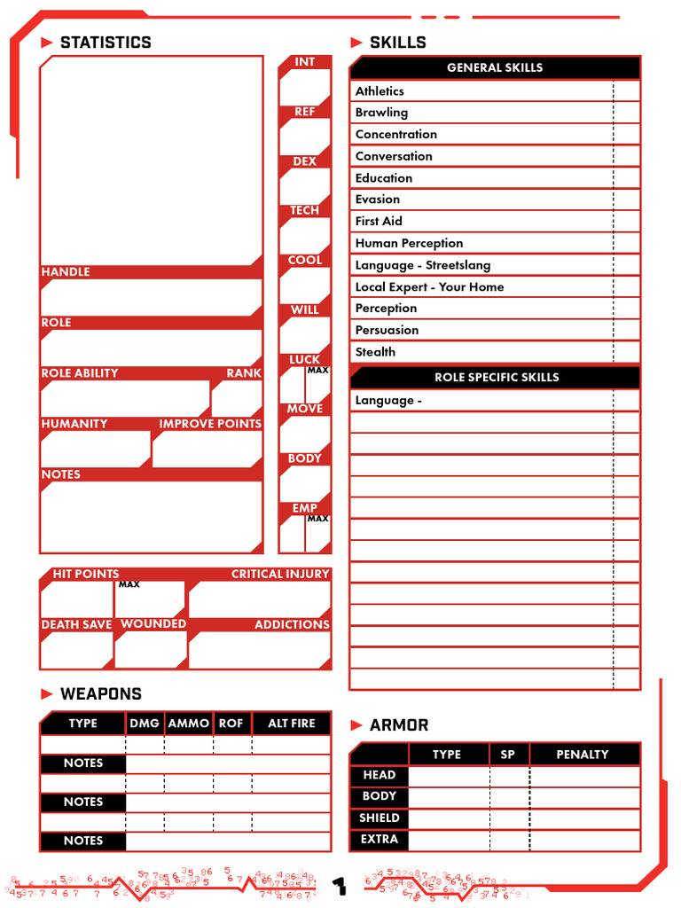 CPR - Alternative Character Sheet | PDF