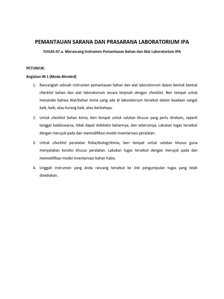 LK-07.a. Merancang Pemantauan Bahan dan Alat IN1 Blended | PDF