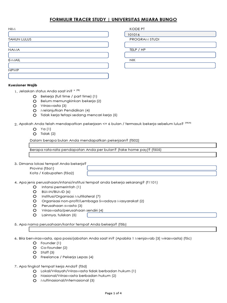 Formulir Tracerstudy 2023 | PDF