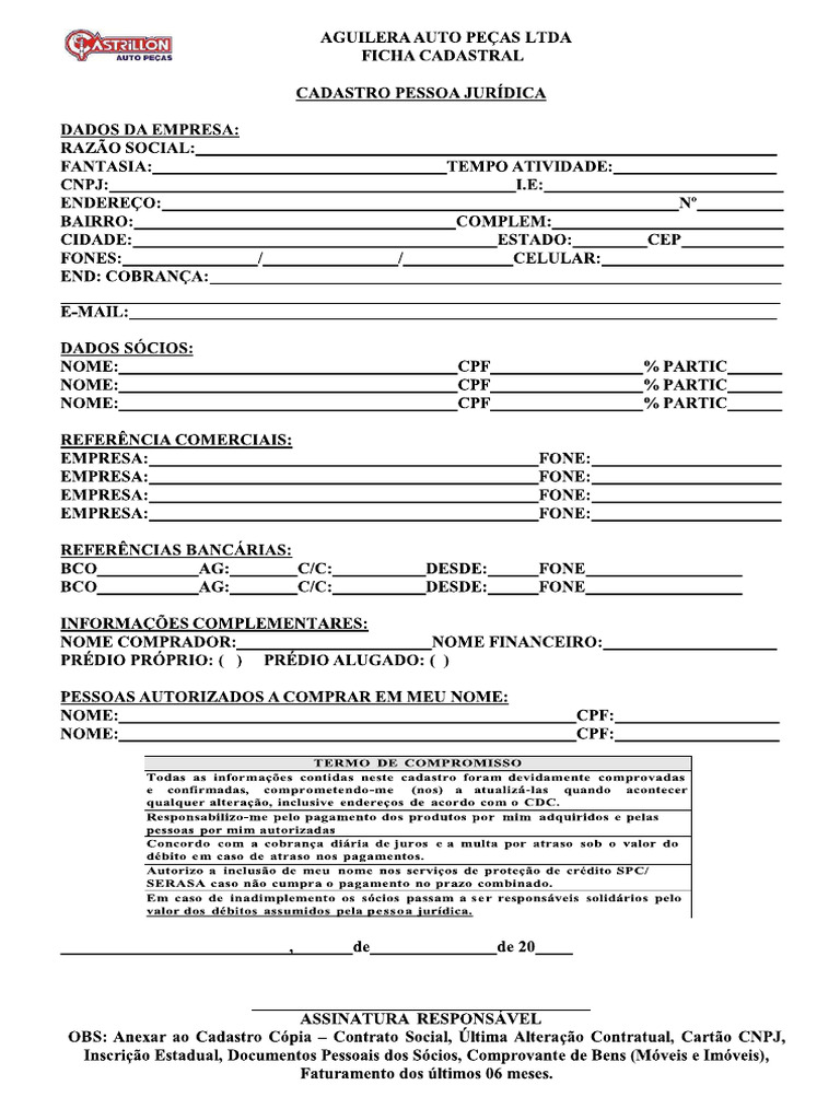 Ficha Cadastral PJ Formatada | PDF