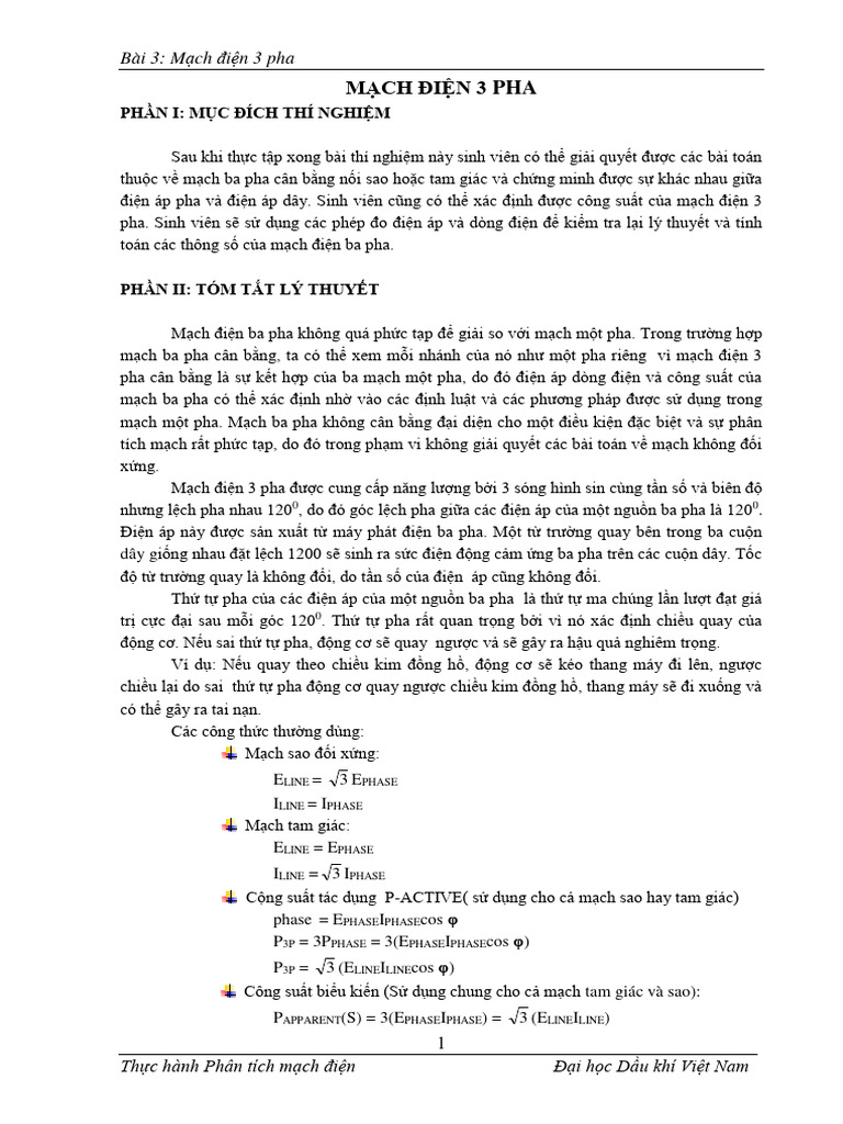 Bai 3 - Mach Dien 3 Pha | PDF