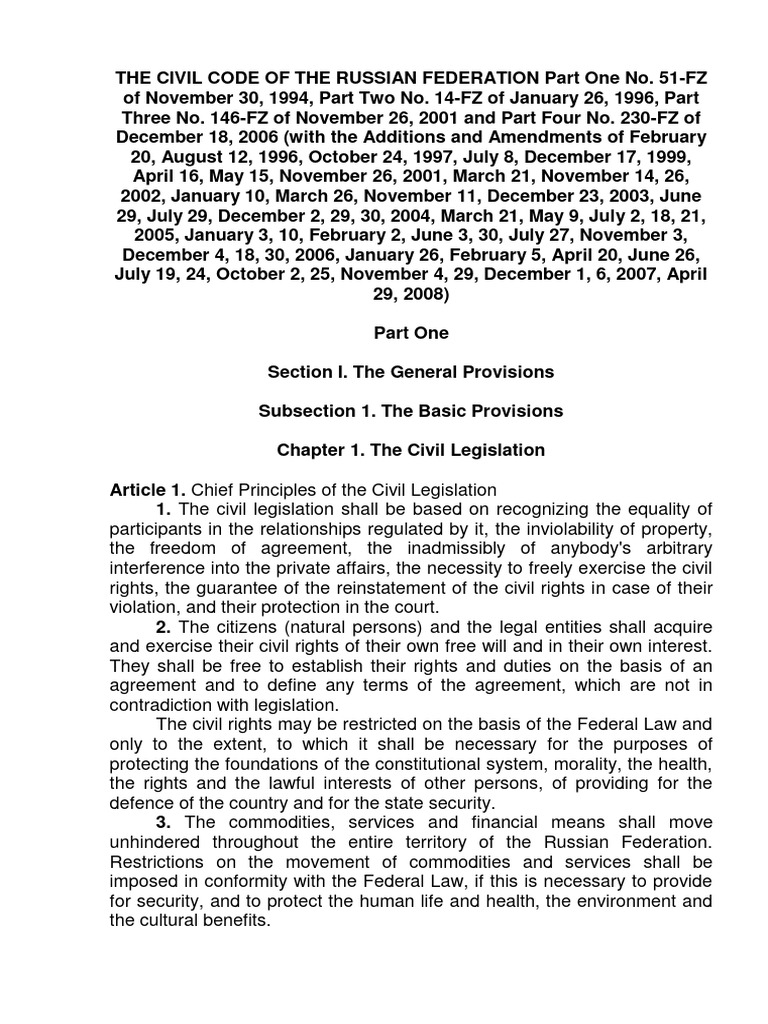 Russian Civil Code | PDF | Legal Guardian | Bankruptcy