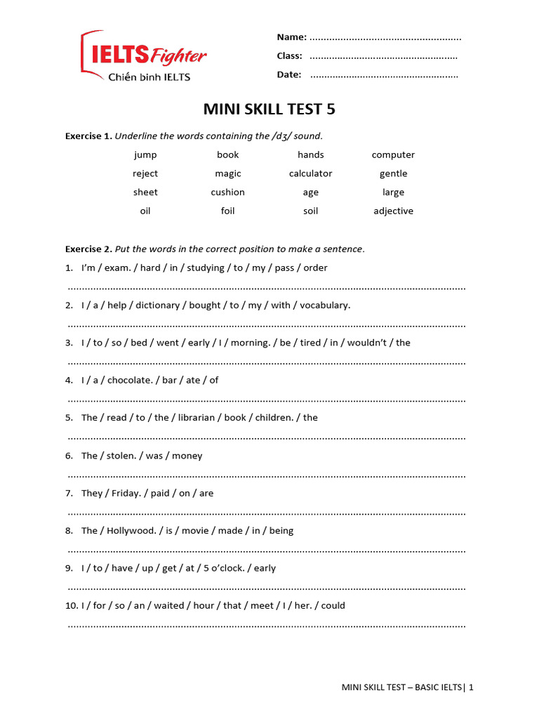 Mini Skill Test 5 | PDF | Teachers | Knowledge