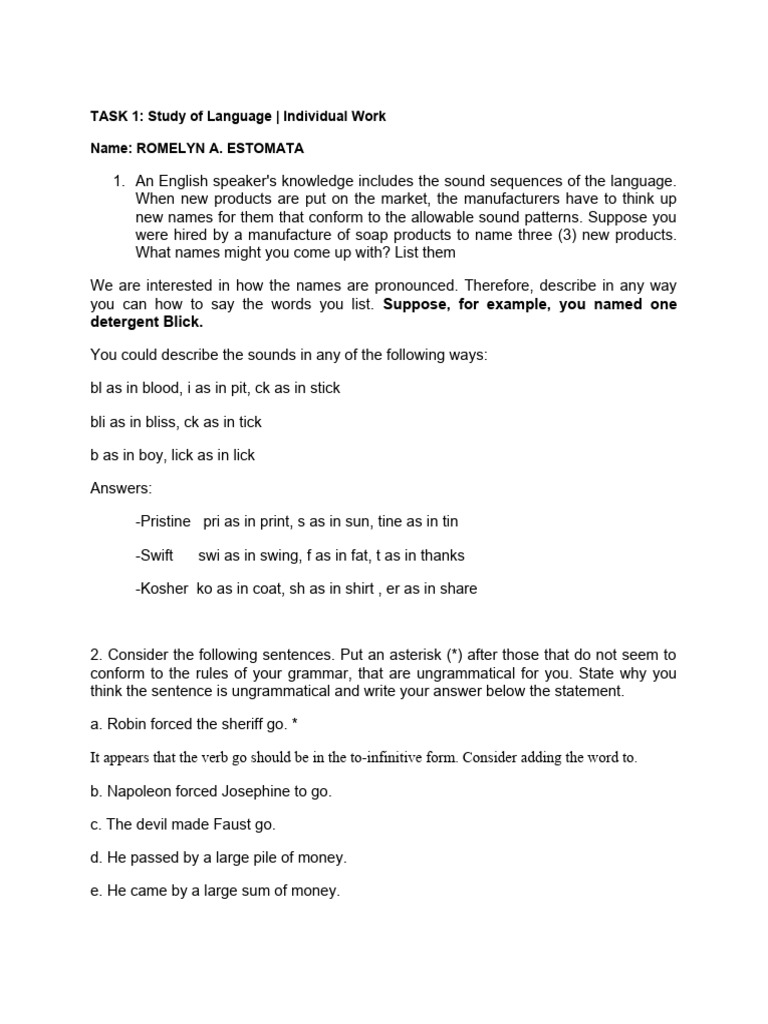 Task 1 | PDF | Pygmalion (Play) | Syntax