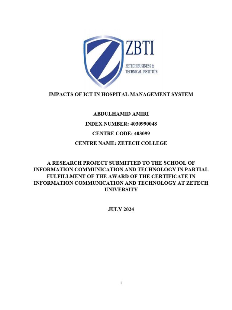 ICT Effects on Hospital Management Systems | PDF | Survey Methodology ...