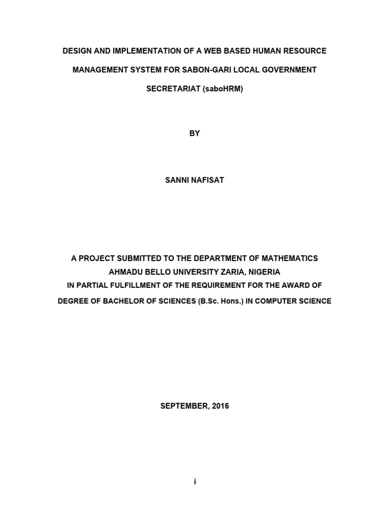 Design and Implementation of A Web Based Human Resource Management ...